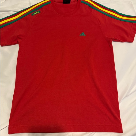 adidas | Shirts | Adidas Red Tee With Black Label | Poshmark